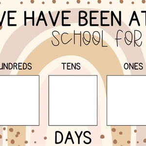 EDITABLE Printable Boho Rainbow Days of School Chart, Classroom Decor ...