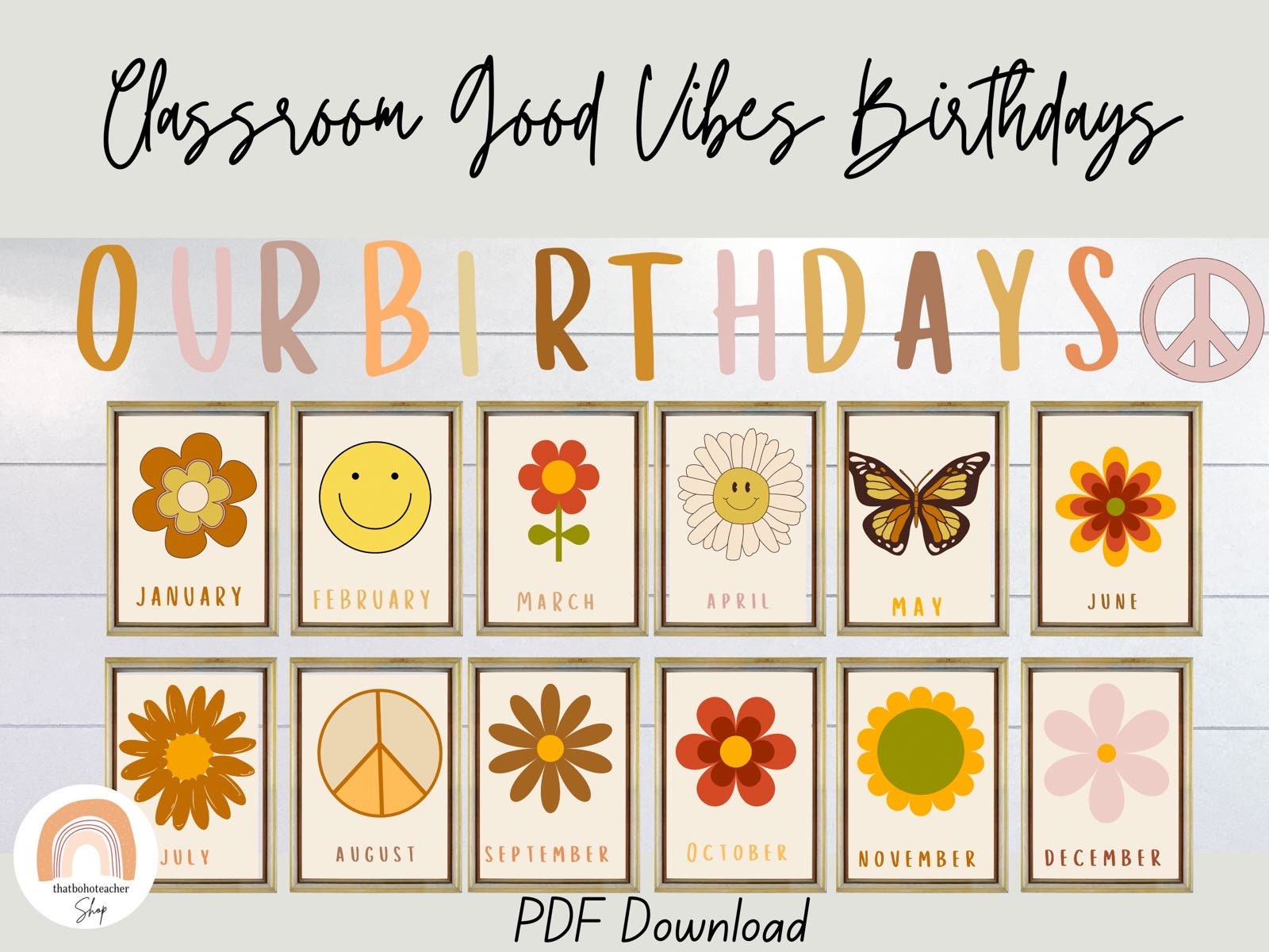 Good Vibes Class Birthdays Printable Posters, Birthday Bulletin Board ...