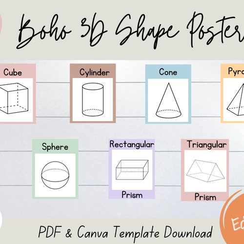 Boho 2D Shape Posters EDITABLE Boho Classroom Decor - Etsy