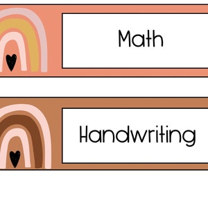 EDITABLE Printable Boho Rainbow Schedule Cards, Classroom Decor ...