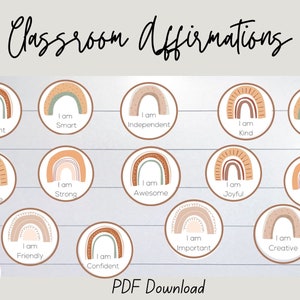 Boho Rainbow Classroom Affirmations Digital Downloads L - Etsy