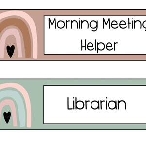 EDITABLE Printable Boho Rainbow Classroom Job Cards, Classroom Decor ...