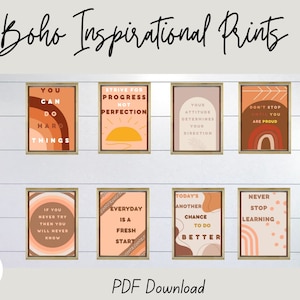Set of 8 Printable Boho Inspirational Posters, Classroom Decor, Class ...