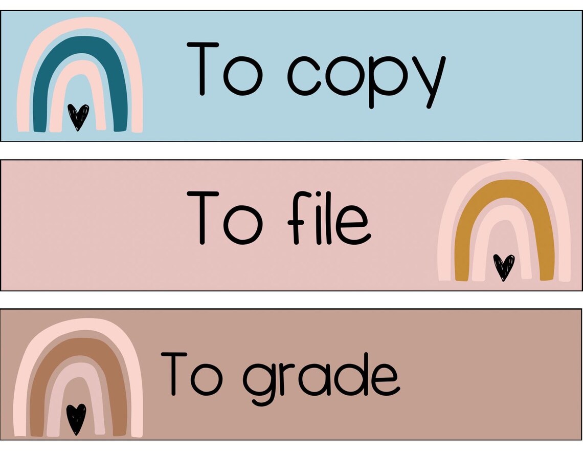 EDITABLE Printable Boho Rainbow Drawer Rolling Cart Labels - Etsy