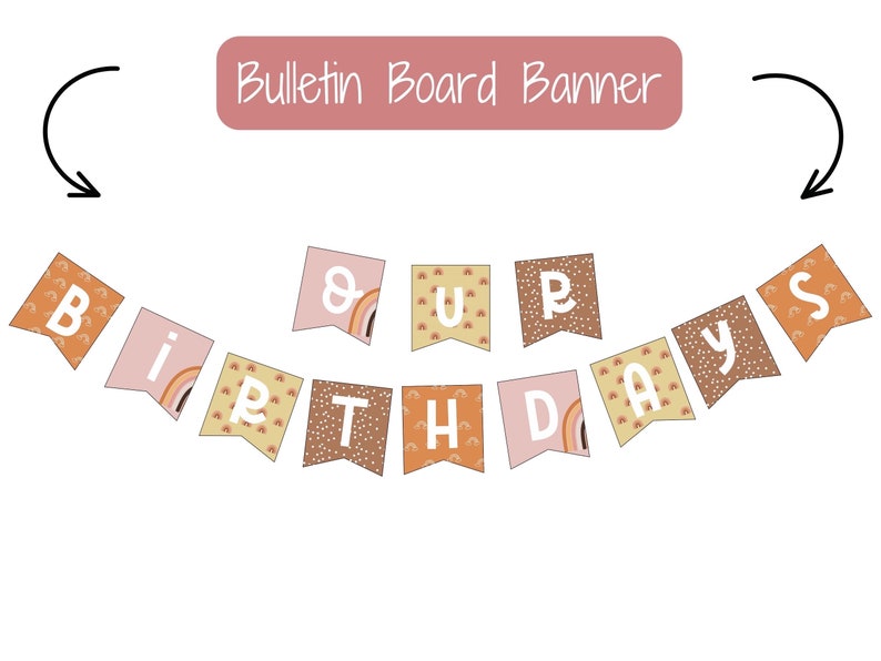 Boho Rainbow, Birthday Bulletin Board Kit, Classroom Display Months ...