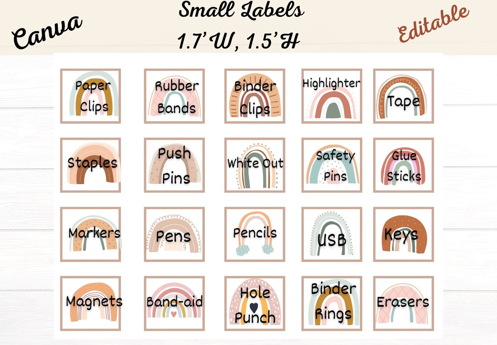 Boho Rainbow Teacher Toolbox Labels EDITABLE - Etsy