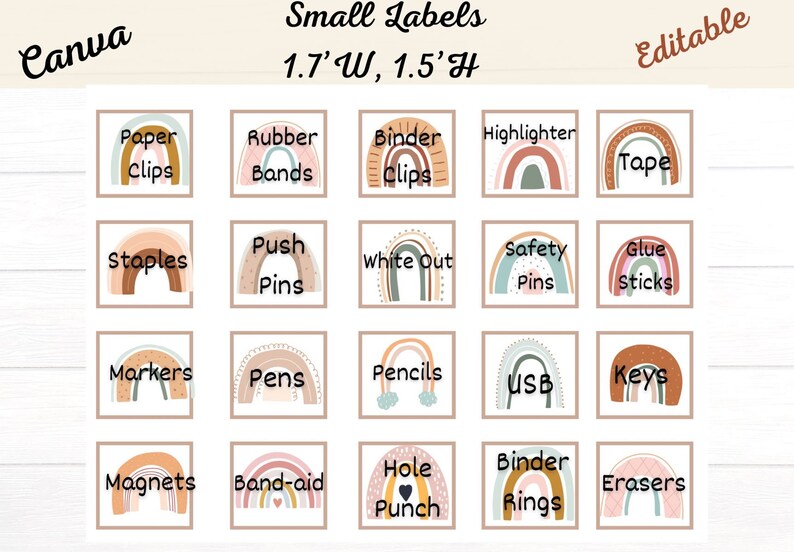 Boho Rainbow Teacher Toolbox Labels EDITABLE - Etsy