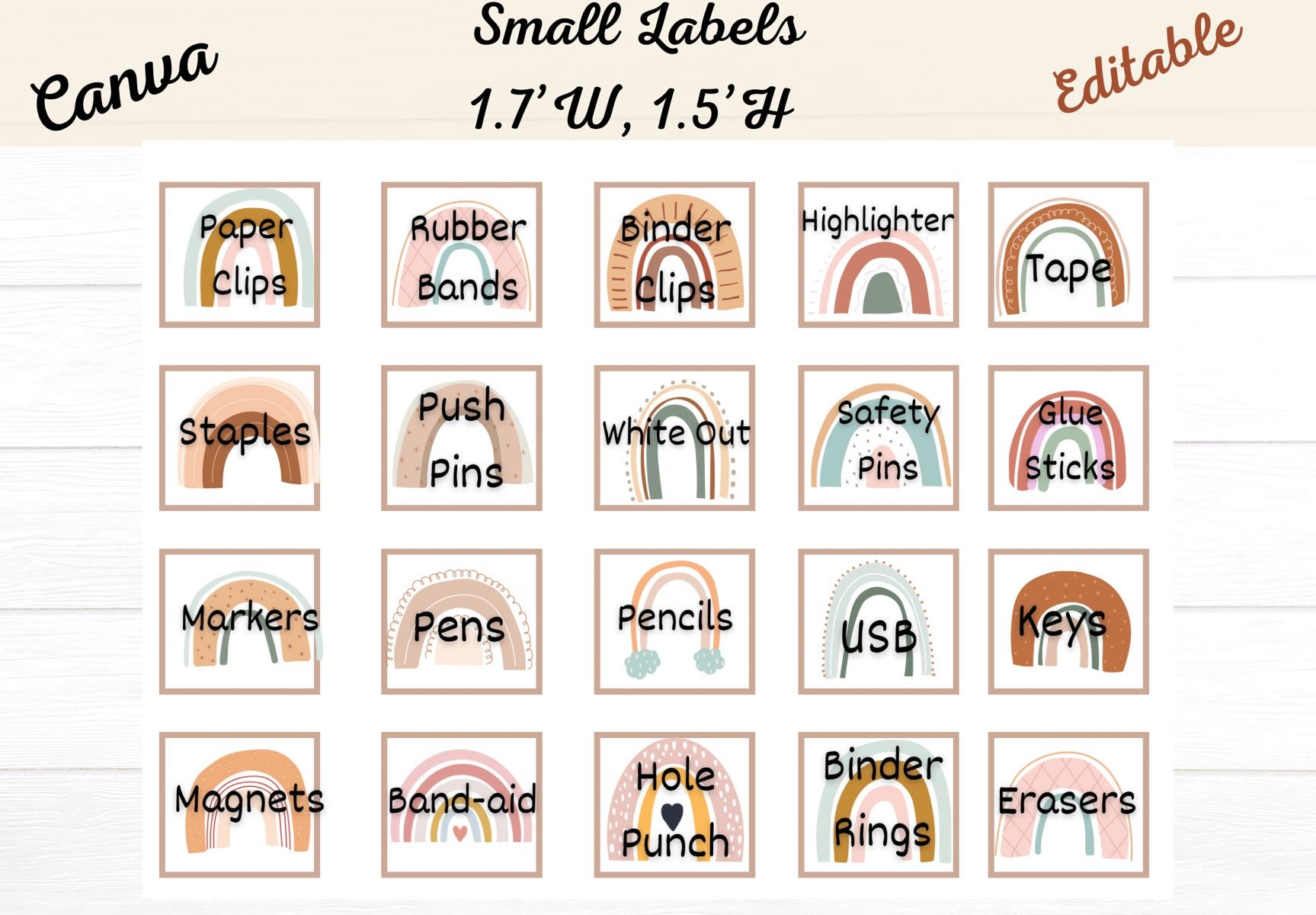 Boho Rainbow Teacher Toolbox Labels EDITABLE - Etsy