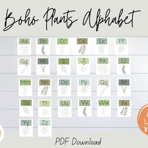 BOHO PLANT Alphabet Posters | Neutral Rainbow Classroom Decor | Digital ...