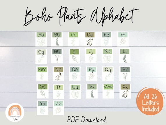 BOHO PLANT Alphabet Posters Neutral Rainbow Classroom Decor - Etsy