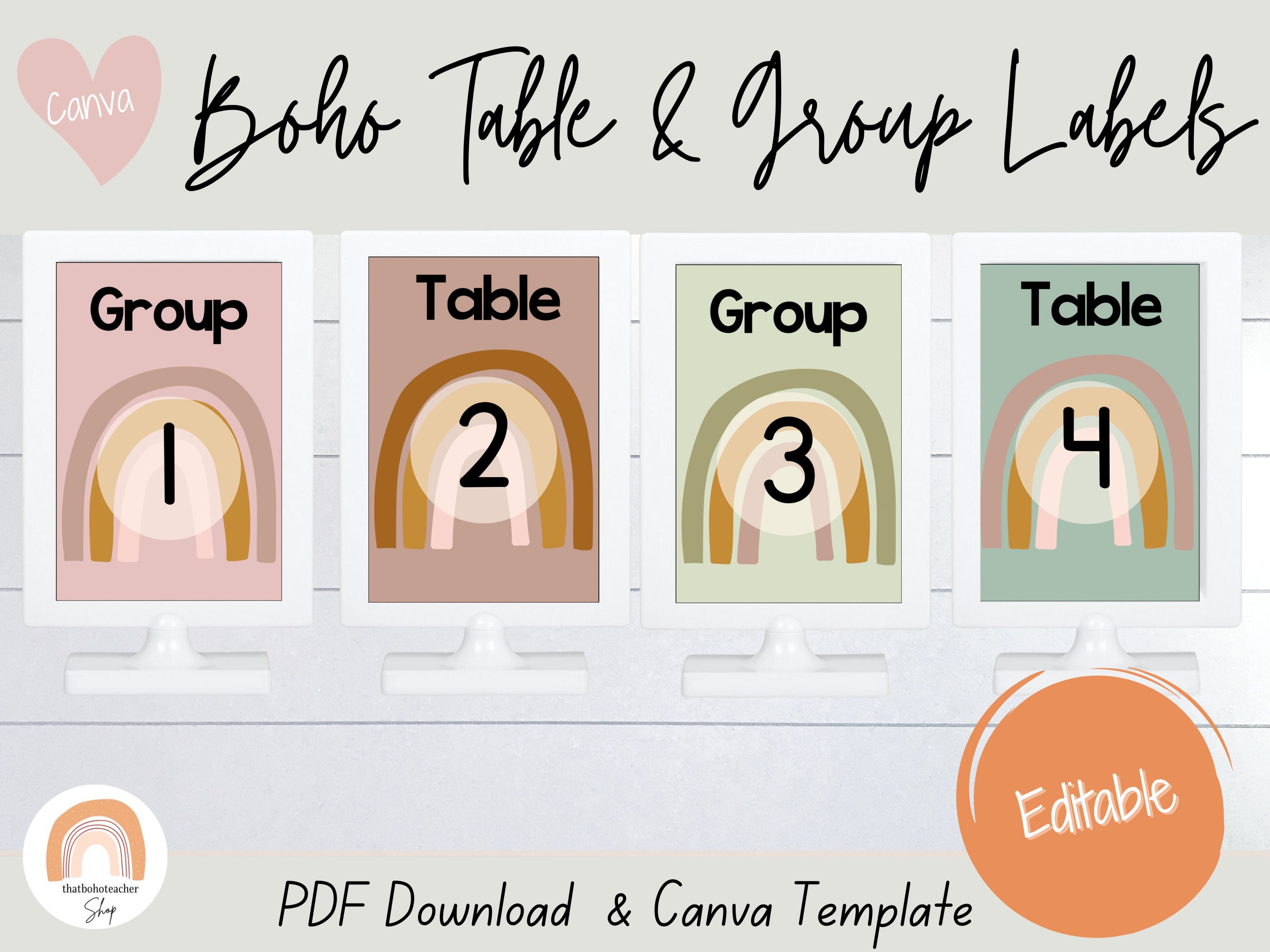 Boho Rainbow 4x6 Table & Group Labels Editable Boho - Etsy
