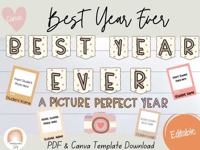 Best Year Ever Bulletin Board Kit, EDITABLE Polarid Name Labels ...