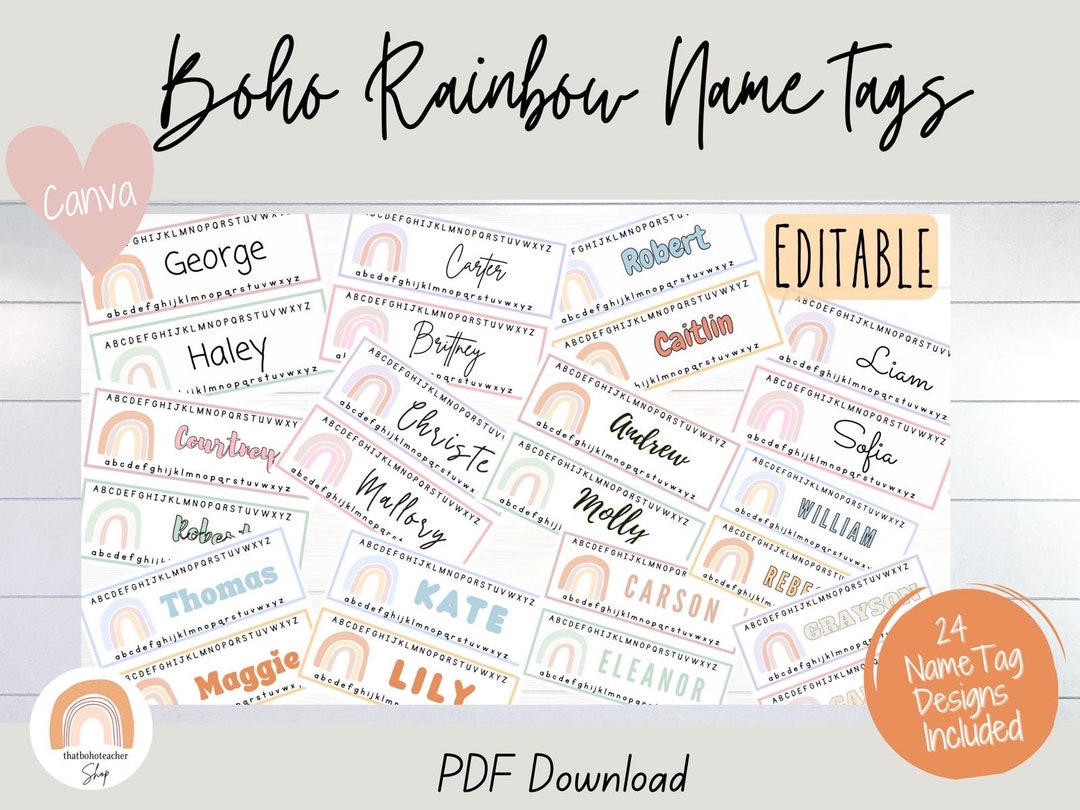 Boho Rainbow Classroom Labels - EDITABLE - Etsy