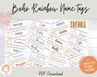 Printable Rainbow Theme Classroom Labels / Editable Name Tags - Etsy