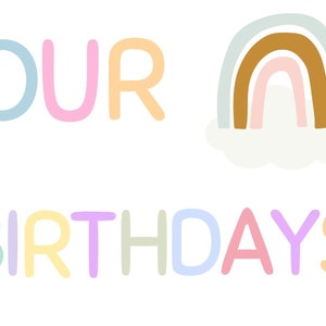 Class Birthdays Printable Posters Boho Rainbow, Birthday Bulletin Board ...