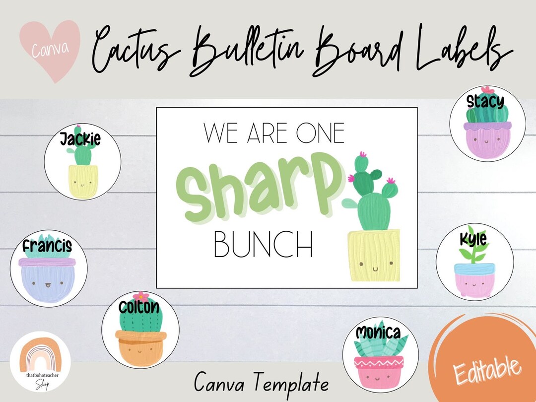 Boho Cactus Bulletin Board Labels- EDITABLE - Etsy