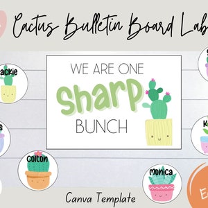 Boho Cactus Bulletin Board Labels- EDITABLE - Etsy