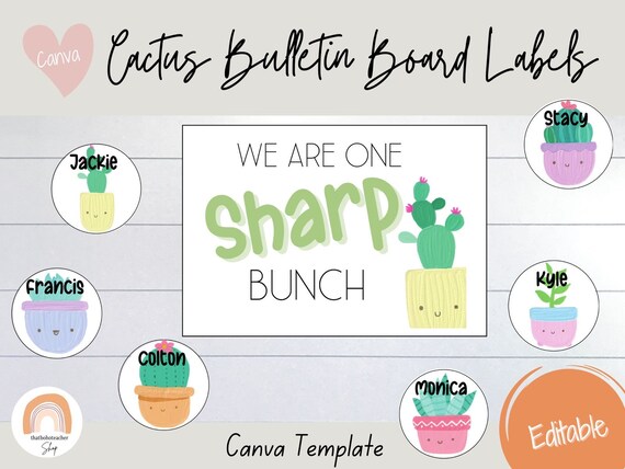 Boho Cactus Bulletin Board Labels EDITABLE - Etsy