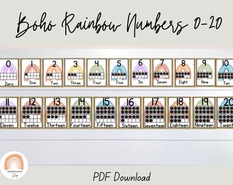 Carteles de color Boho Rainbow / Decoración neutral del aula Rainbow ...