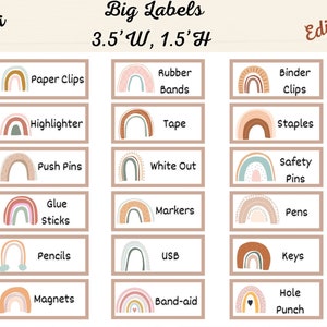 Boho Rainbow Teacher Toolbox Labels - EDITABLE - Etsy