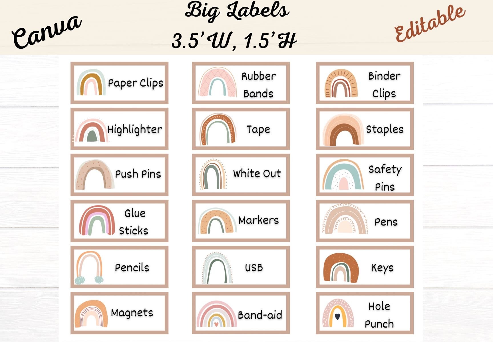 Boho Rainbow Teacher Toolbox Labels EDITABLE - Etsy