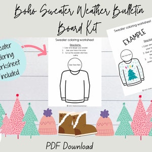 Sweater Weather, Winter Bulletin Board Kit, Sweater Coloring Worksheet ...