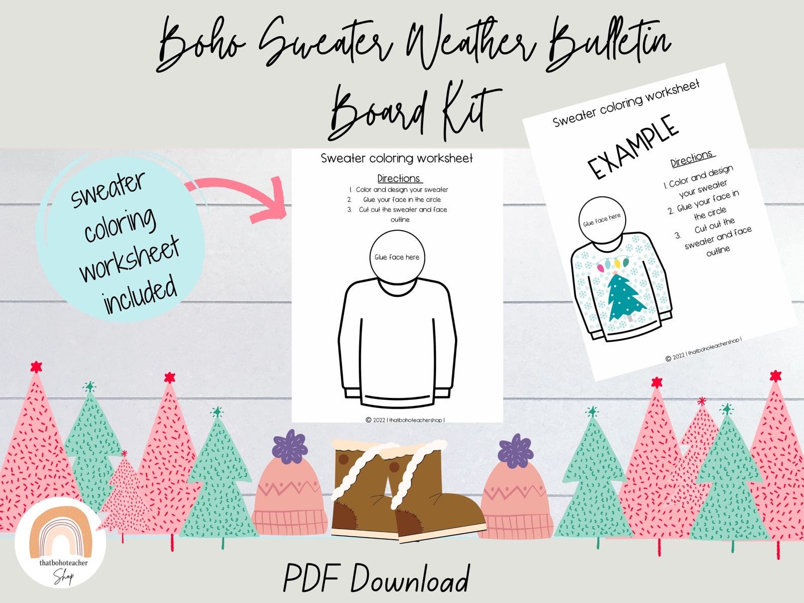 Sweater Weather, Winter Bulletin Board Kit, Sweater Coloring Worksheet ...