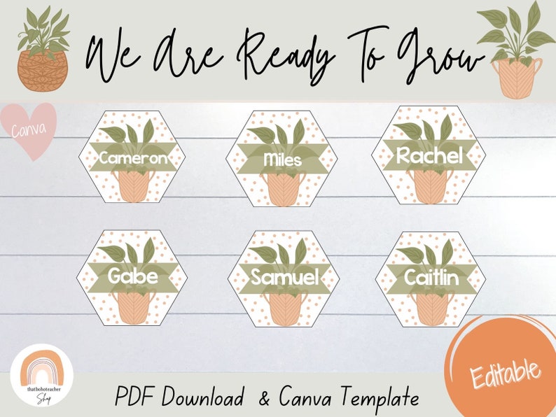 We Are Ready to Grow Bulletin Board Kit, EDITABLE Plant Name Labels ...