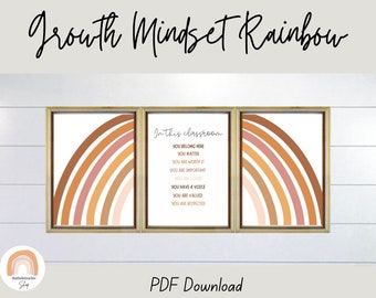Boho Rainbow Color Posters | Neutral Rainbow Classroom Decor | Digital ...