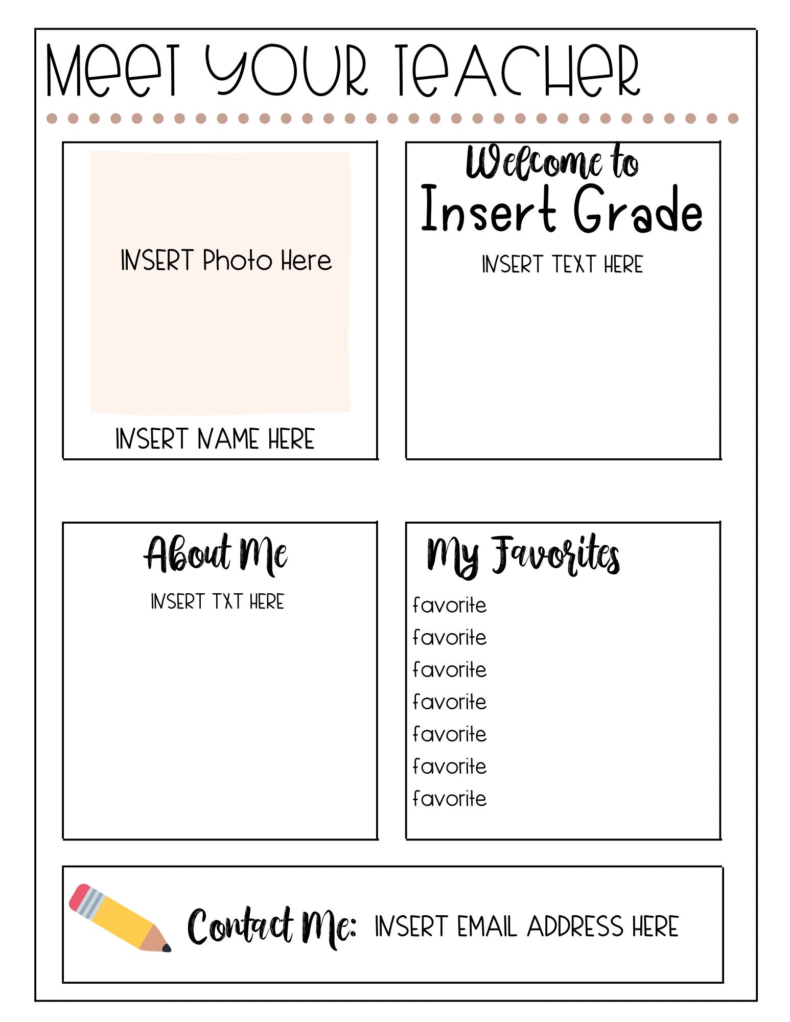 Editable Meet Your Teacher Template, Printable, Back to School, Bonus ...