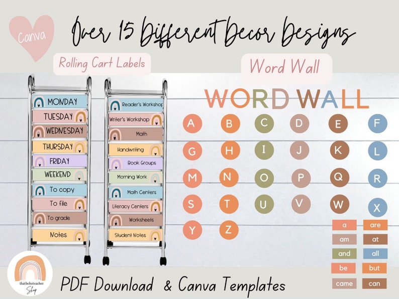 EDITABLE Printable Boho Rainbow Classroom Decor Bundle - Etsy Australia