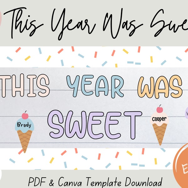 This Year Was Sweet Bulletin Board Kit, EDITABLE Ice Cream Name Labels ...