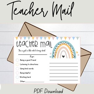 Boho Rainbow | Teacher Mail | Digital Download - Etsy