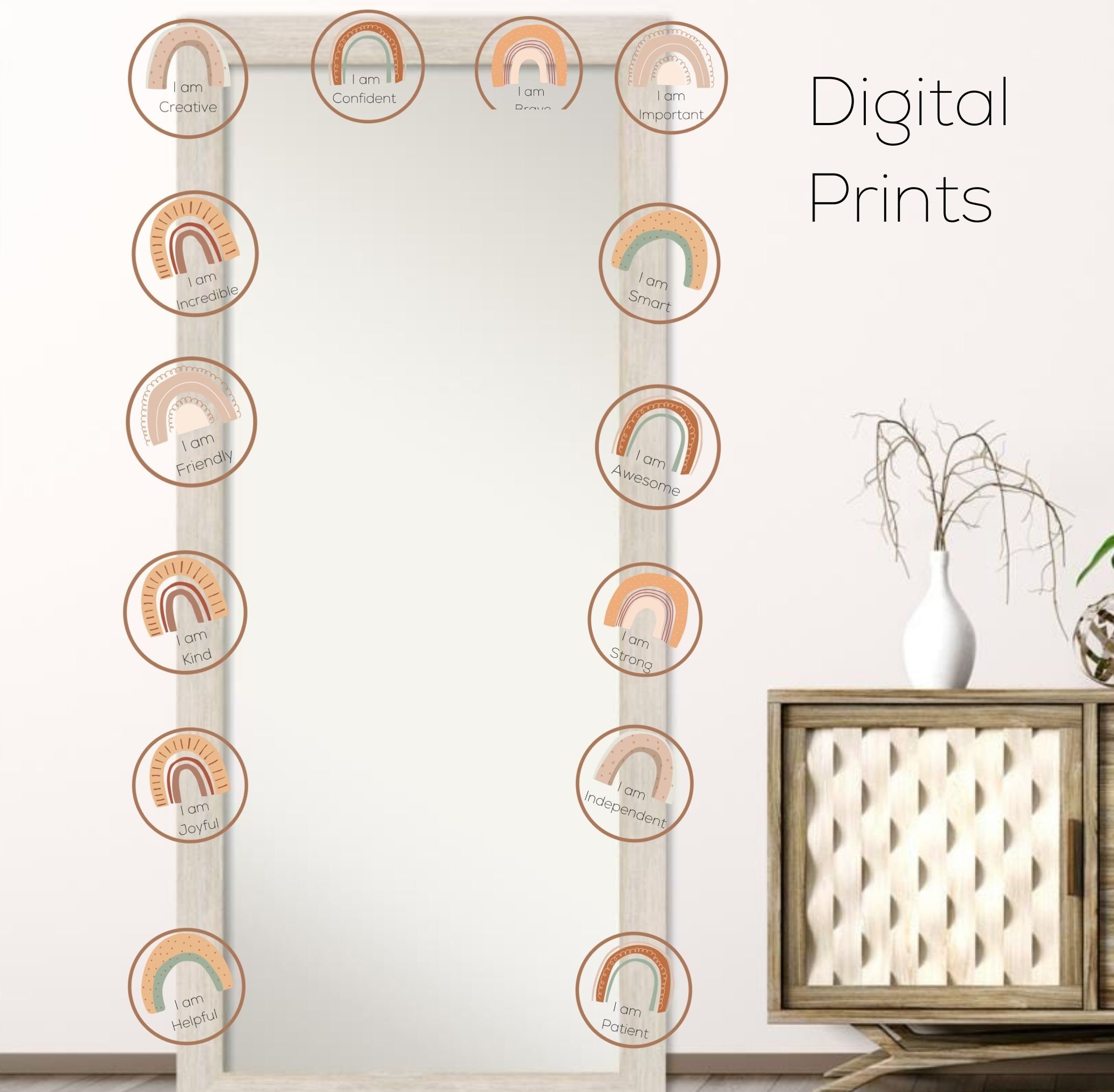 Boho Rainbow Classroom Affirmations Digital Downloads L - Etsy