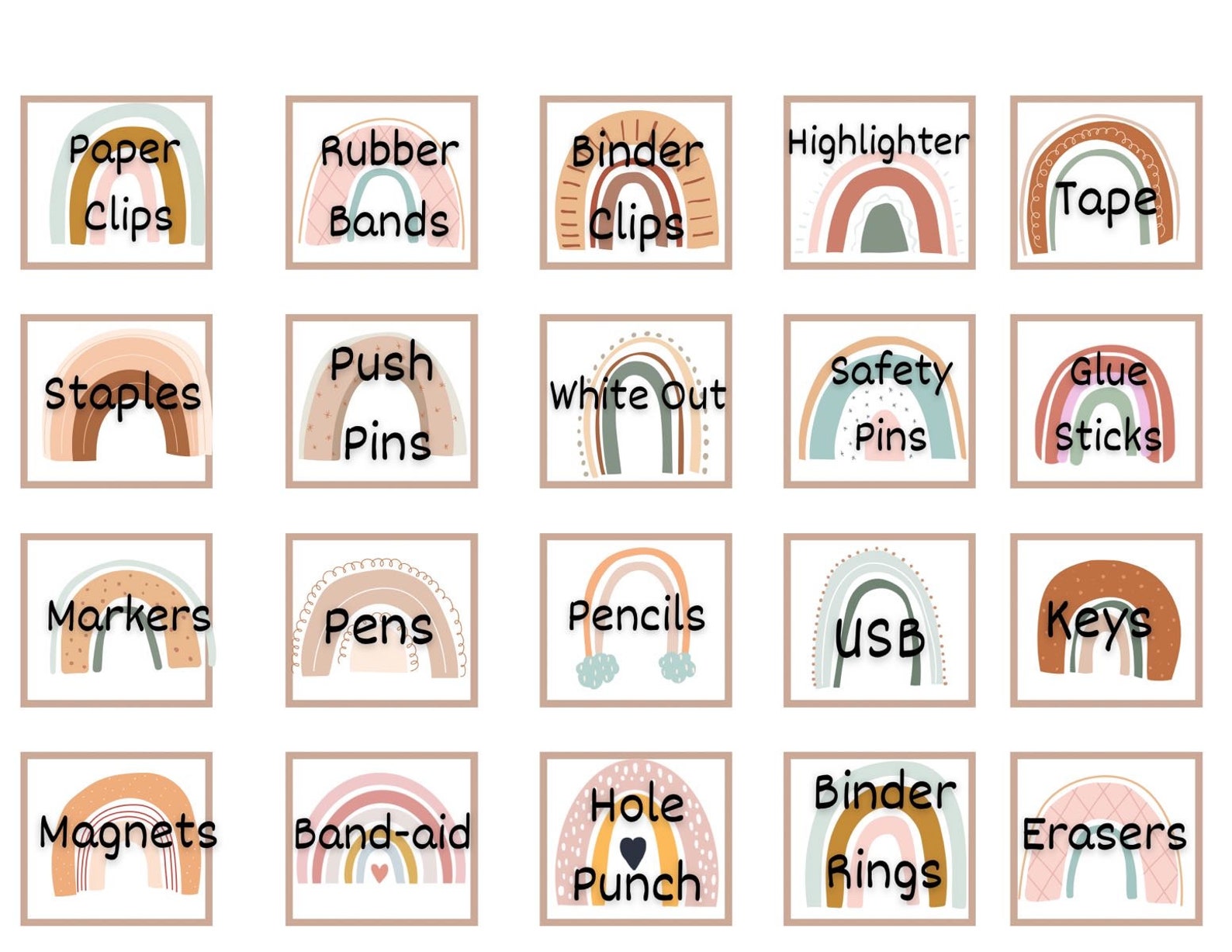 Boho Rainbow Teacher Toolbox Labels EDITABLE - Etsy