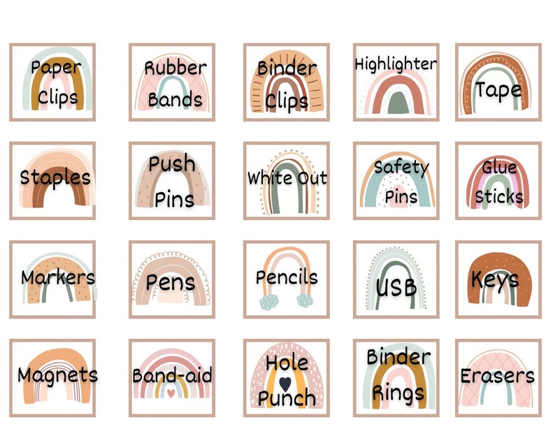 Boho Rainbow Teacher Toolbox Labels EDITABLE - Etsy