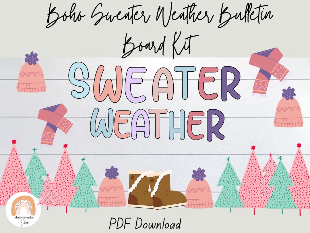 Sweater Weather, Winter Bulletin Board Kit, Sweater Coloring Worksheet ...