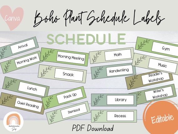 EDITABLE Printable Boho Plant Schedule Cards Classroom Decor - Etsy