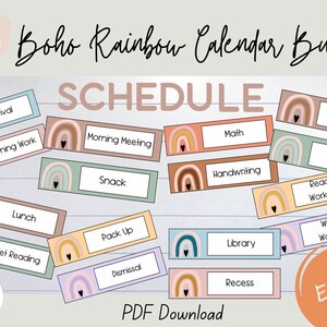 EDITABLE Printable Boho Rainbow Calendar Bundle, Classroom Decor ...
