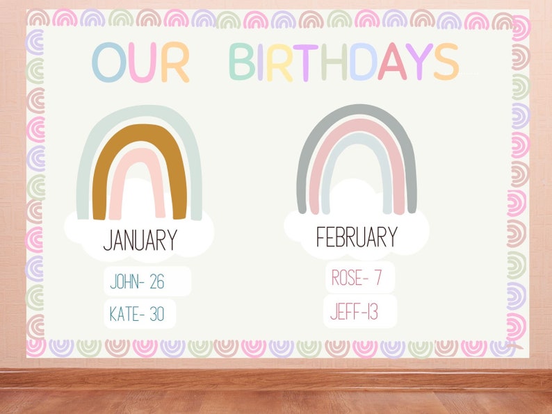 Class Birthdays Printable Posters Boho Rainbow Birthday - Etsy