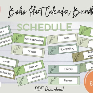 EDITABLE Printable Boho Plant Calendar Bundle, Classroom Decor ...
