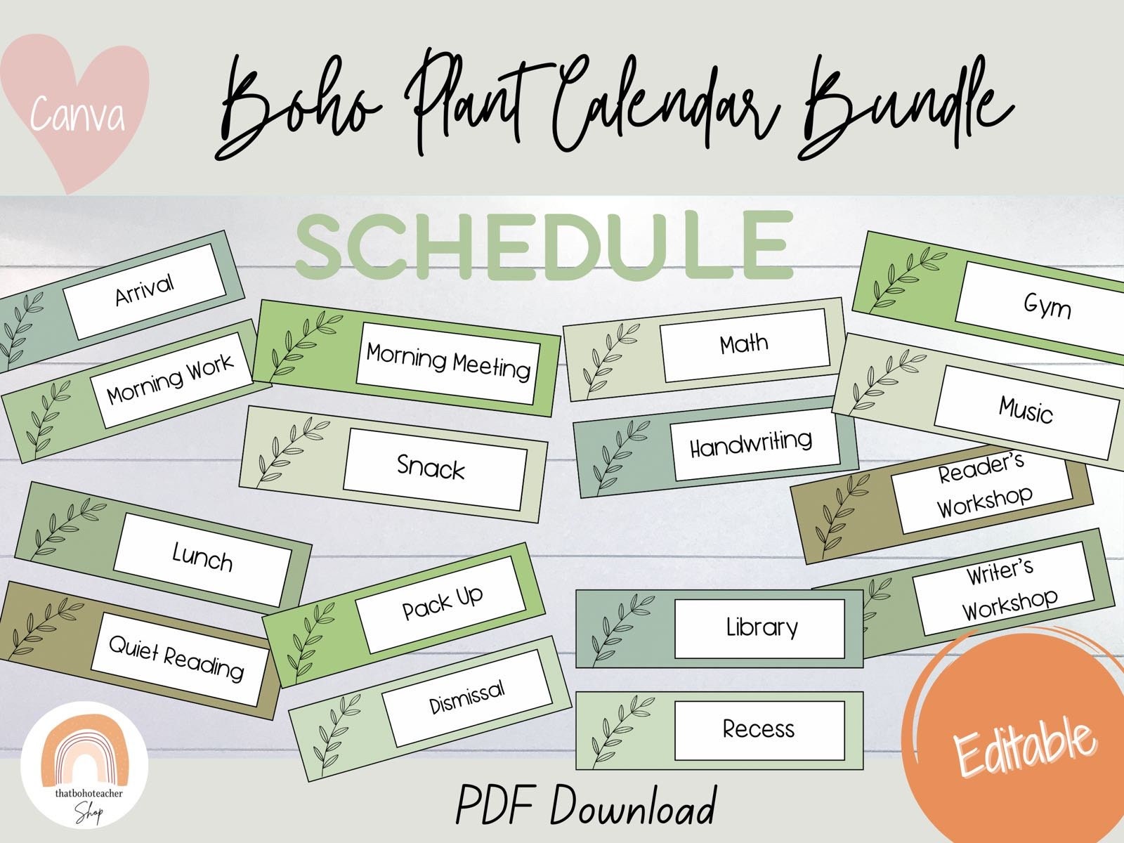 EDITABLE Printable Boho Plant Calendar Bundle, Classroom Decor ...