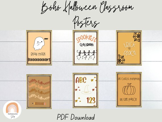 Halloween Boho Classroom Posters Digital Downloads L Boho - Etsy