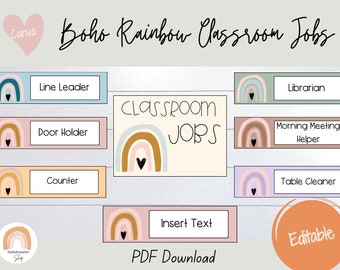 Modern Boho Editable Classroom Job Chart Printable - Etsy