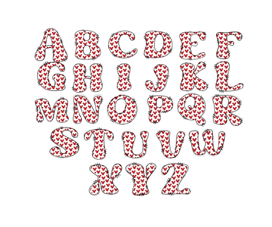 Mouse Alpha Doodle PNG, Alphabet Letters Bundle, Mickey Mouse, Mickey ...