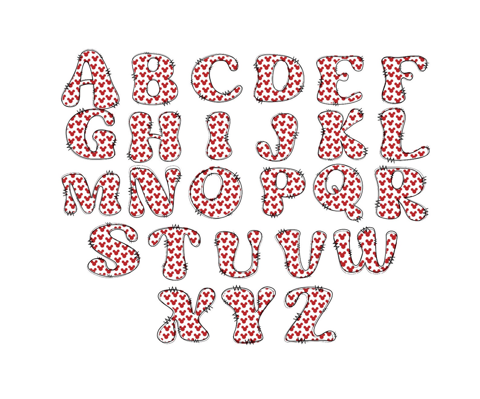 Mouse Alpha Doodle PNG, Alphabet Letters Bundle, Mickey Mouse, Mickey ...
