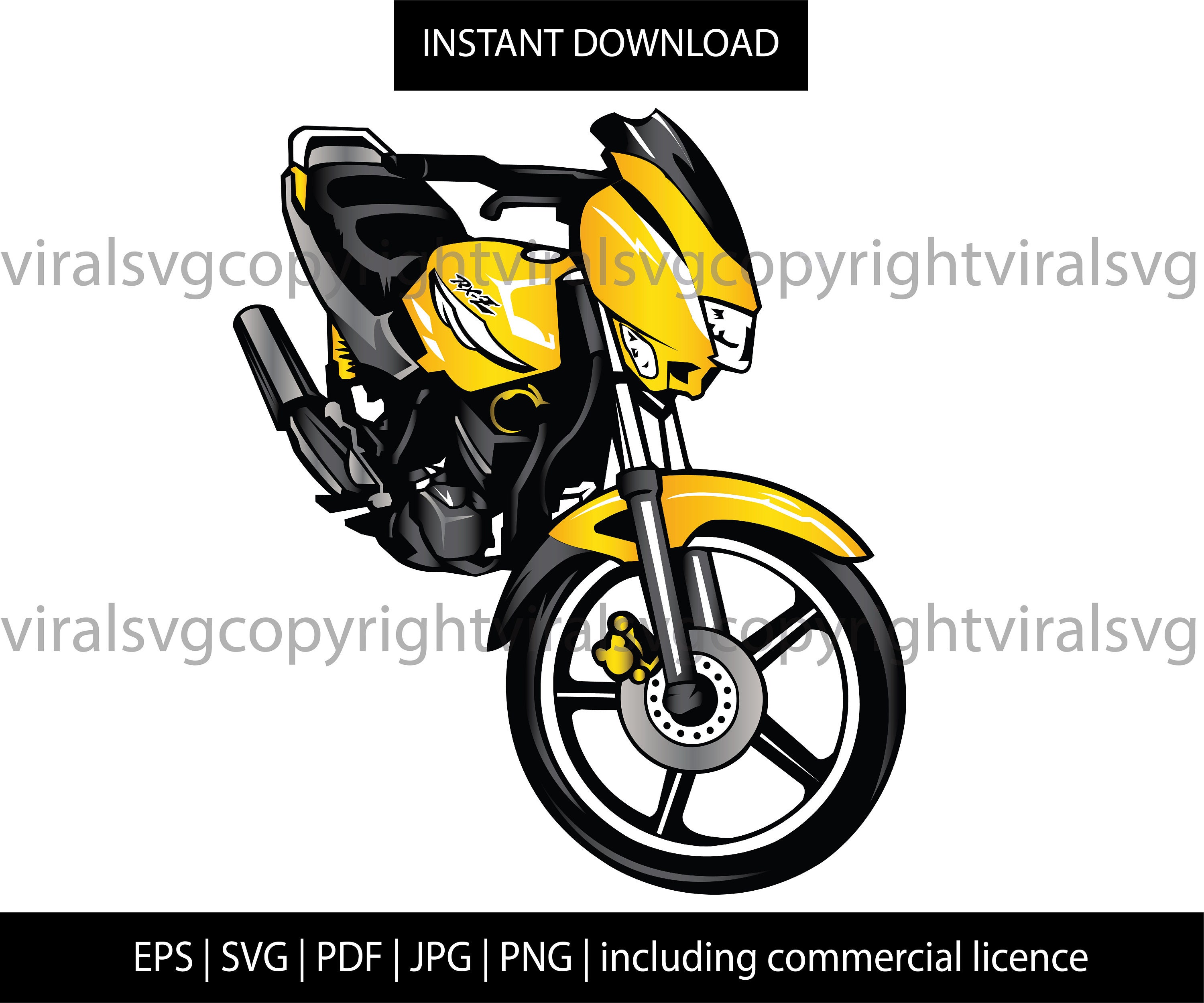 Yellow Motorcycle SVG, Motorcycle Vector, Biker SVG, Motorbike, Biker ...