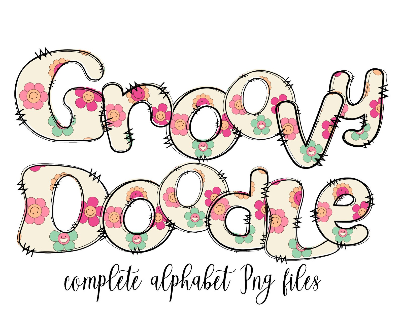 Groovy Alphabet PNG, Retro Alpha Doodle, Alpha Doodle PNG, Groovy Alpha ...
