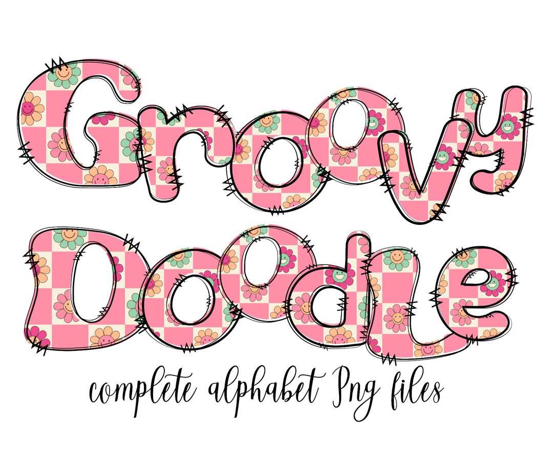 Groovy Alphabet PNG, Retro Alpha Doodle, Alpha Doodle PNG, Groovy Alpha ...