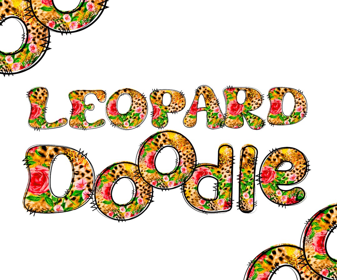 Leopard Flower Doodle Alphabet, Letters PNG Bundle, Cheetah Animal ...